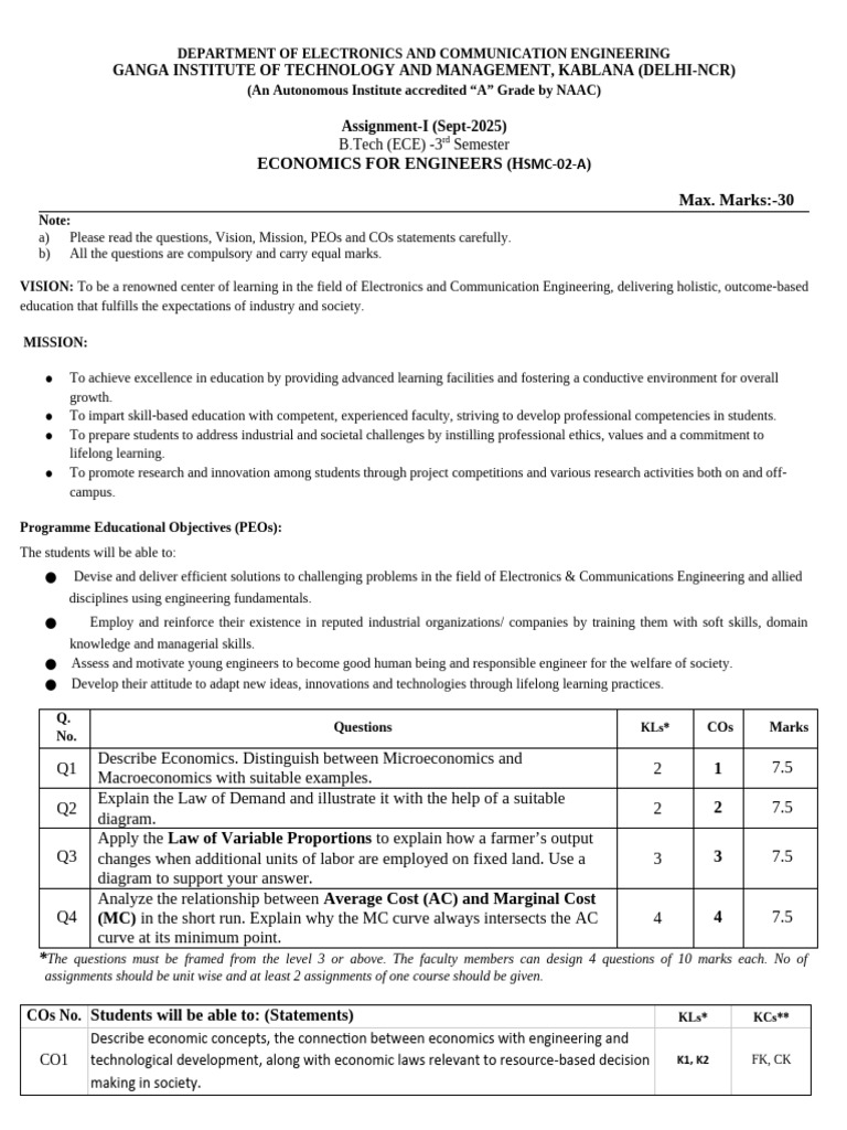 Economics Assignment 1 Autonomous (Ece) | PDF | Economics | Economies