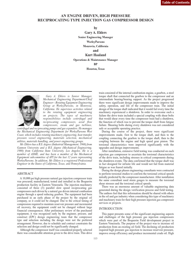 High Pressure Gas Compressor Design Insights | PDF | Gear | Petroleum ...
