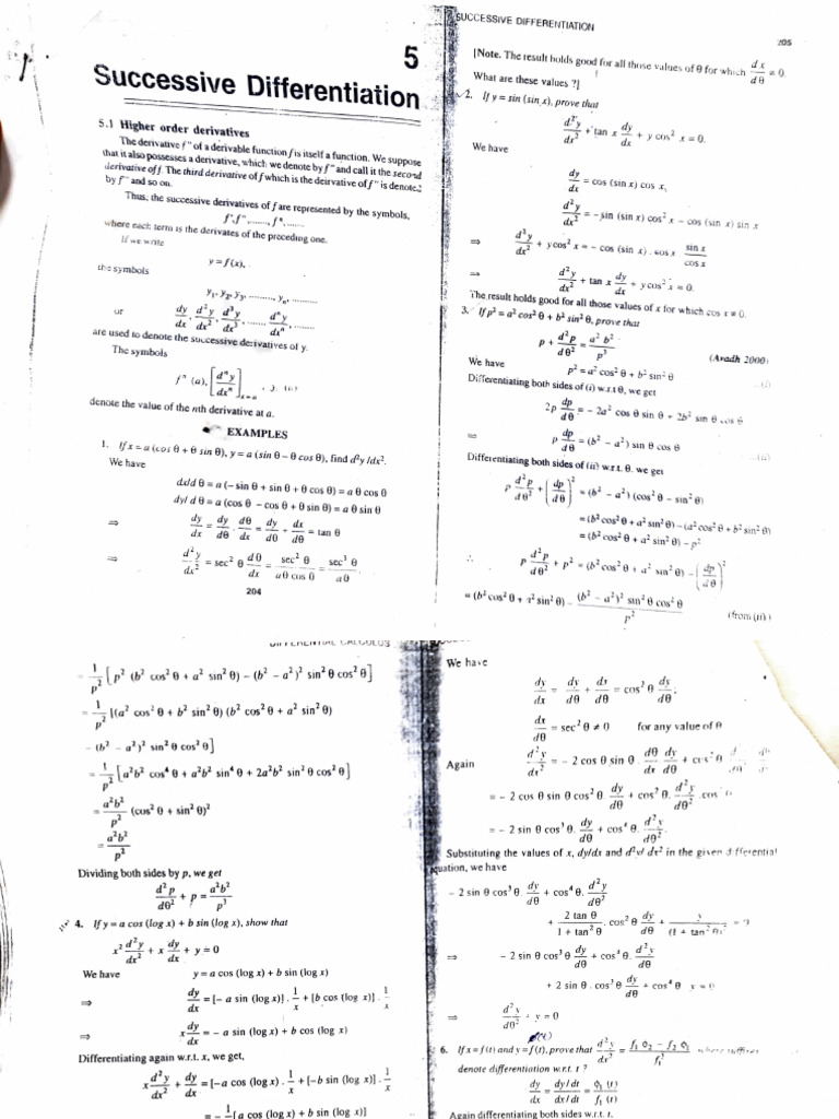 Successive Differentiation Techniques | PDF | Derivative | Subtraction