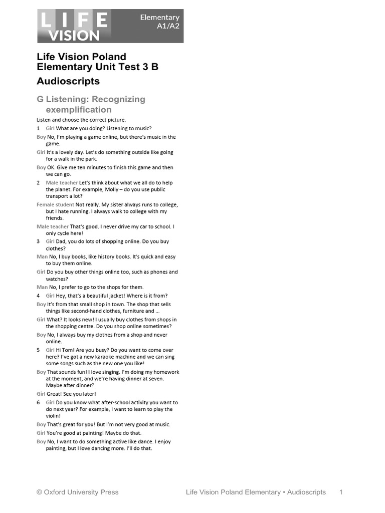 Lif Vis Pol Ele Unit 3b Audio Script | PDF