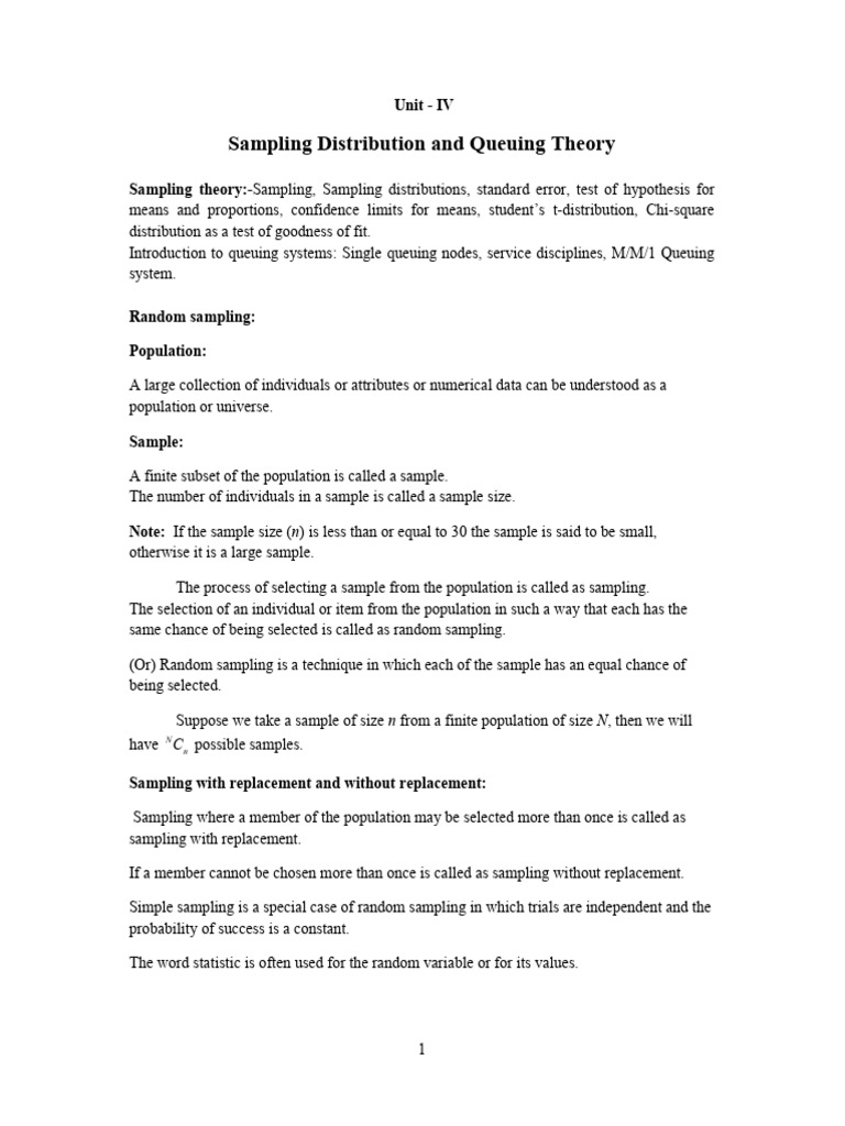 Sampling Distribution & Queuing Theory | PDF | Statistical Significance ...