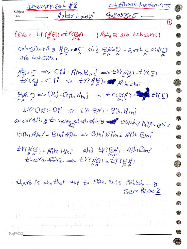 HW Set#2.Continuum Mechanics | PDF