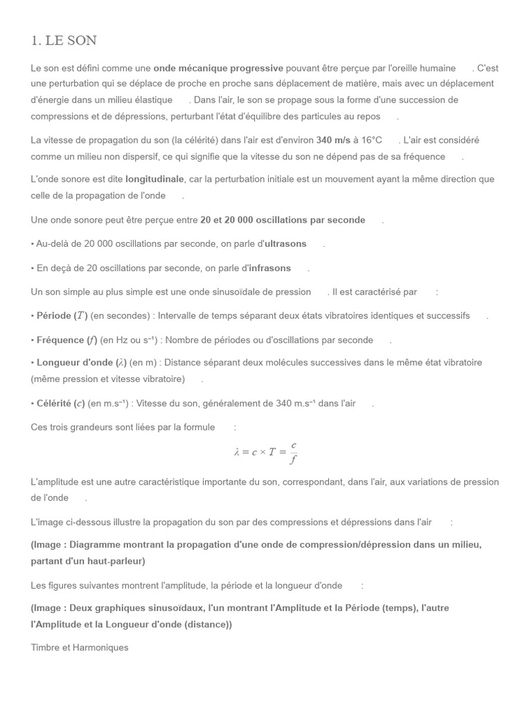 Comprendre le Son et ses Propriétés | PDF | Son | Vagues