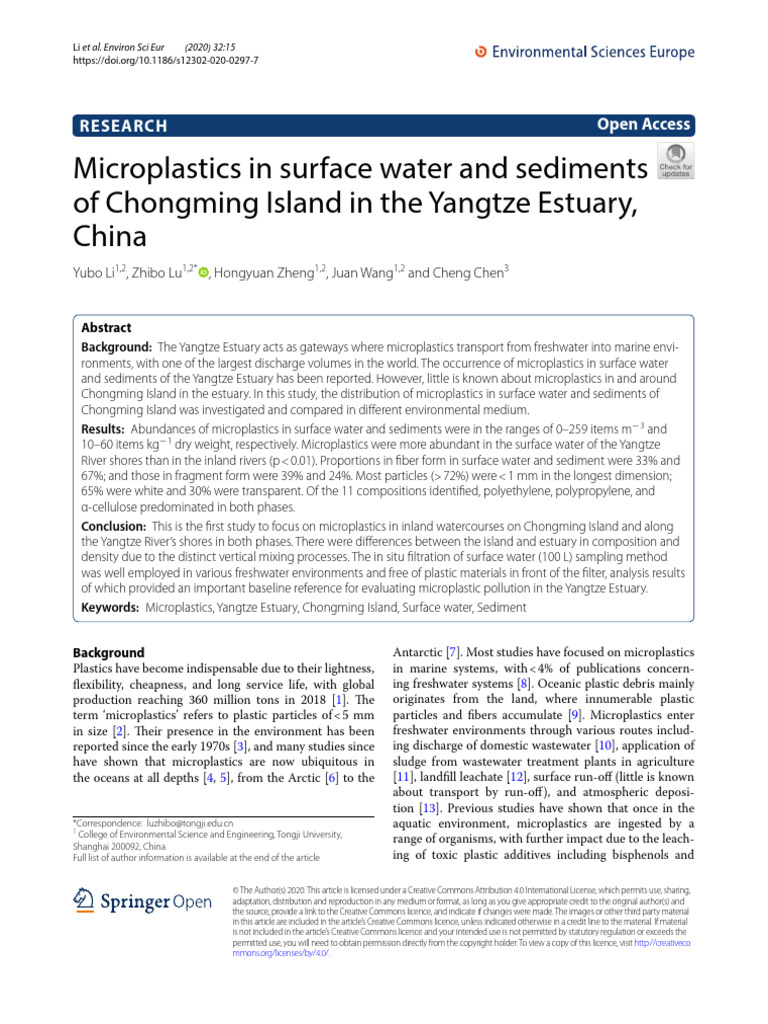 Microplastics in Surface Water and Sediments of Chongming Island in The ...