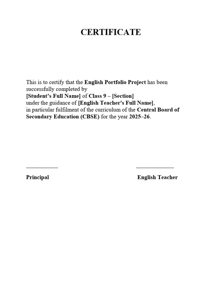 Certificate - English Portfolio | PDF