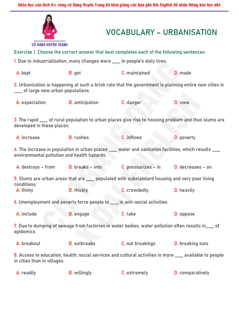 Urbanization Vocabulary Exercises | PDF | Urbanization | Slum