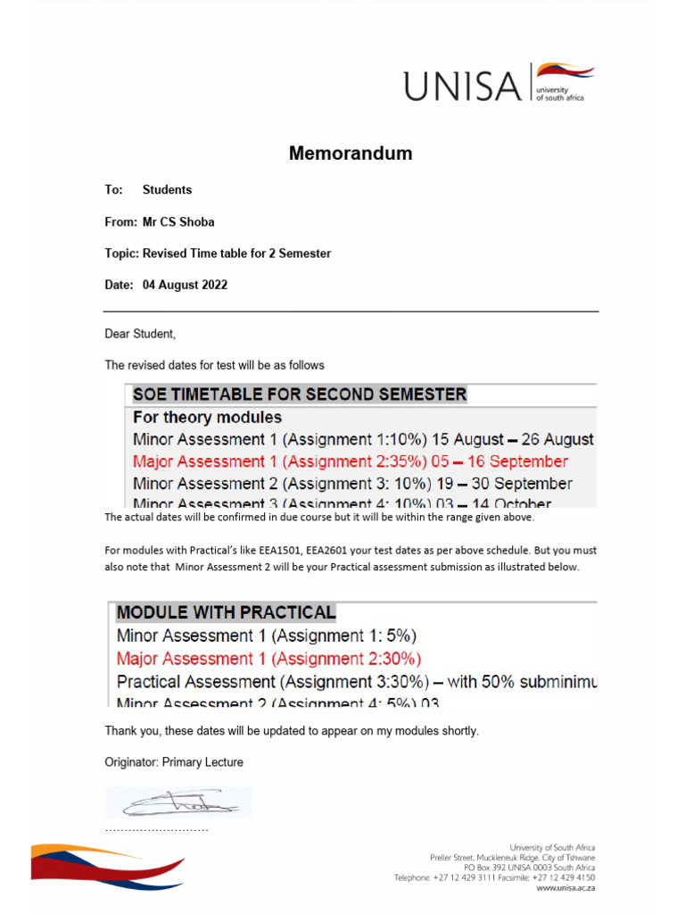 Revised Time Table For 2 Semester 2022 | PDF