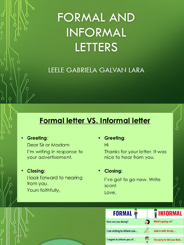 Formal and Informal Letters Ing4 - 072239 | PDF