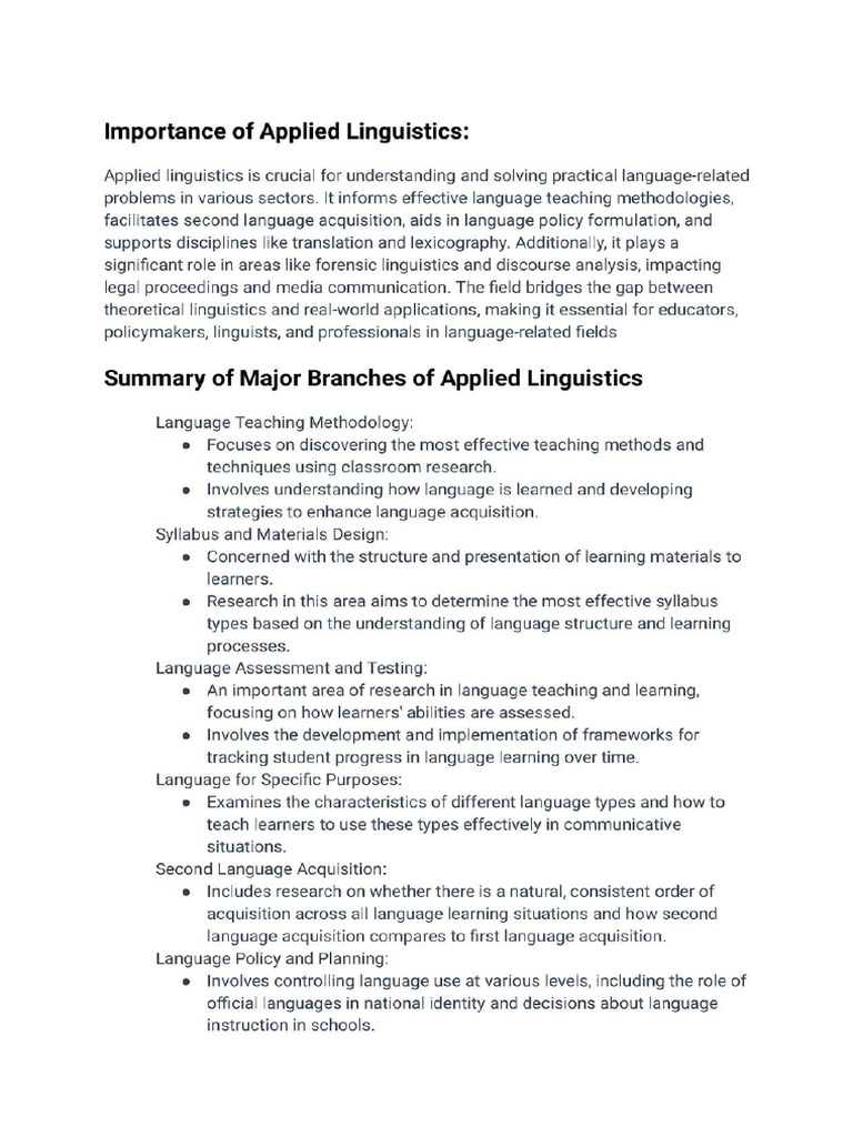 Applied Linguistics - Summary | PDF