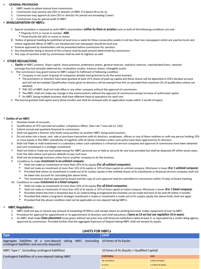 NBFC Regulations and Compliance Guidelines | PDF | Non Bank Financial ...
