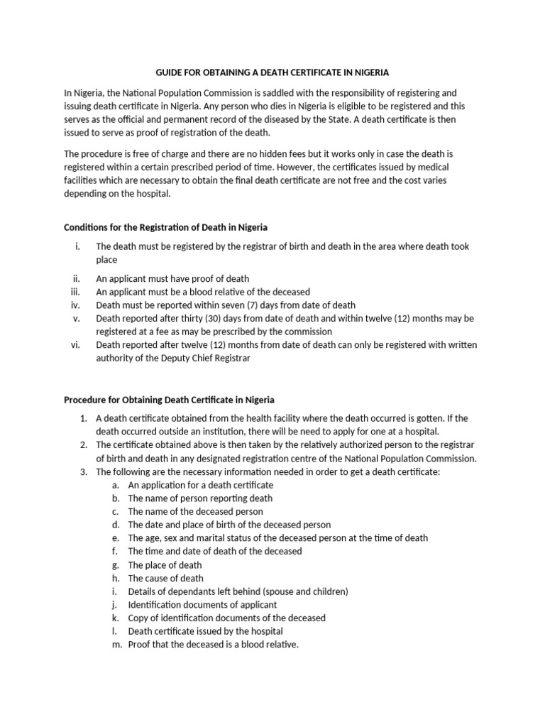 3B. Death Certificate Process in Nigeria | PDF | Death Certificate ...