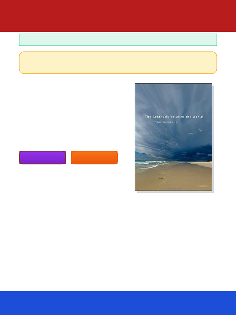 The Aesthetic Value of The World Tom Cochrane Ebook Optimized PDF ...