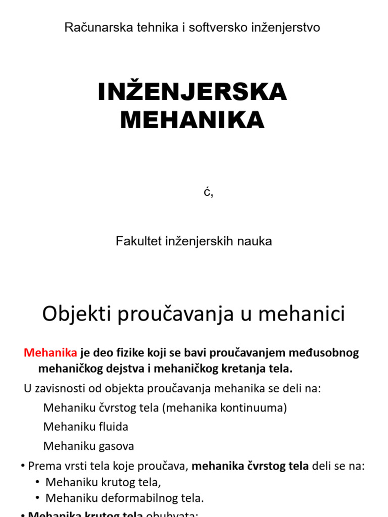 Inzenjerska Mehanika - Statika - 2022 | PDF