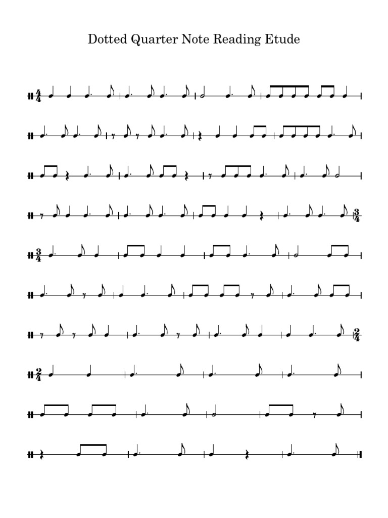 Dotted Quarter Note Reading Etude | PDF