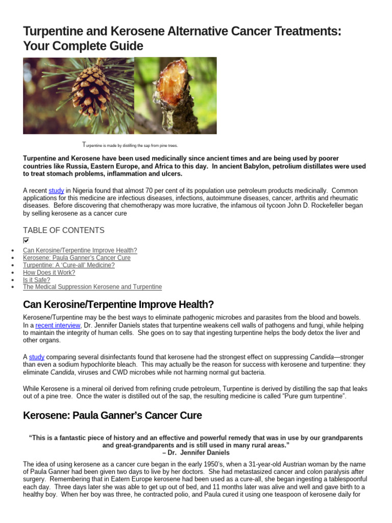 Turpentine and Kerosene Alternative Cancer Treatments | PDF | Cancer ...