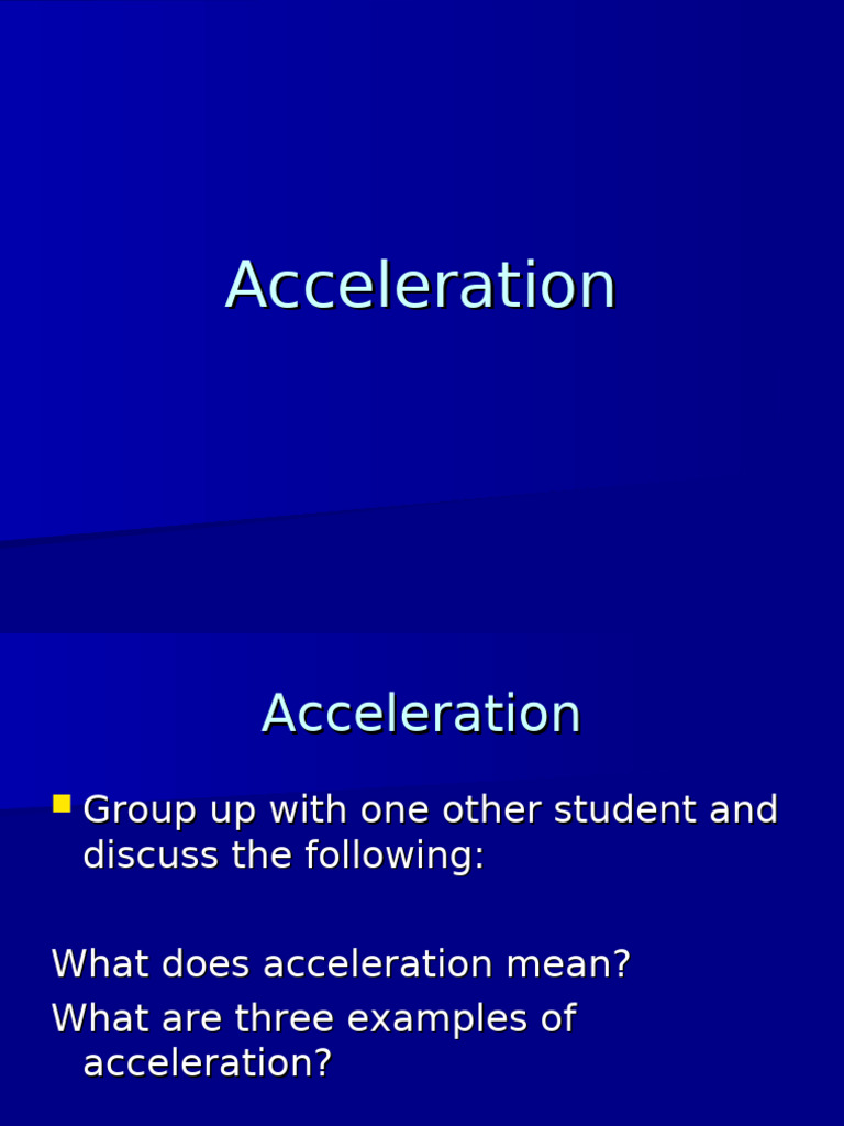 Unit 1 Part 5 Acceleration | PDF