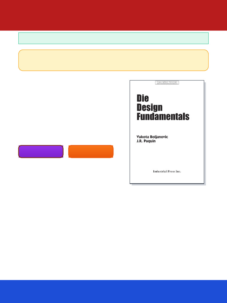 Die design fundamentals 3rd ed Edition Vukota Boljanovic ebook enhanced layout release | PDF ...