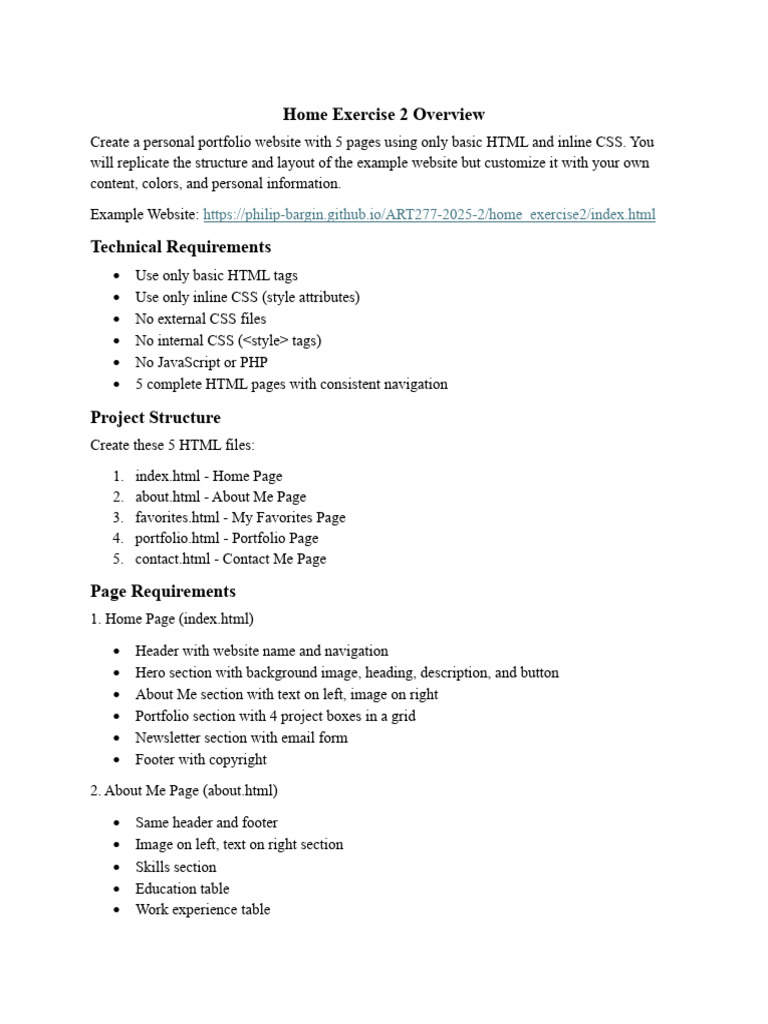Home Exercise 2 | PDF | Html | Web Design