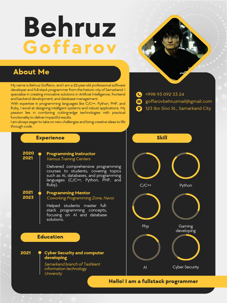 Behruz Goffarov: Full-Stack Developer | PDF
