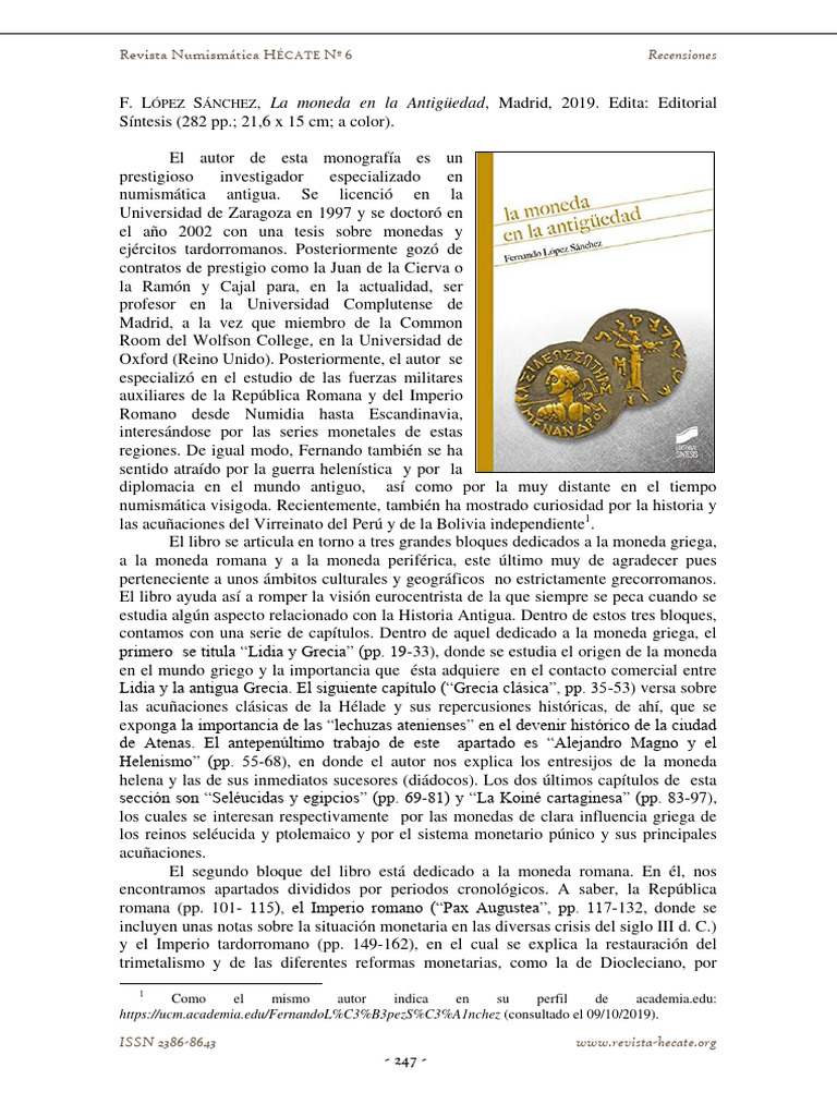 F LOPEZ SANCHEZ La Moneda en La Antigue | PDF | Antigua Grecia | Lidia