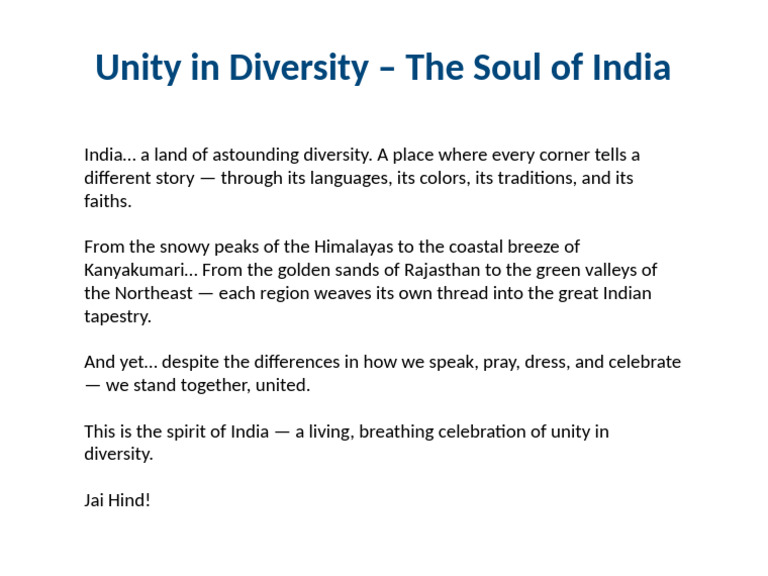 Unity in Diversity Presentation | PDF