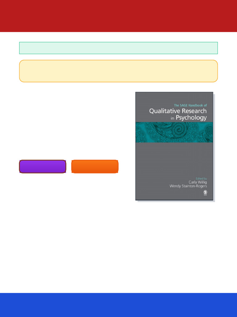 The SAGE Handbook of Qualitative Research in Psychology 2nd Edition by ...
