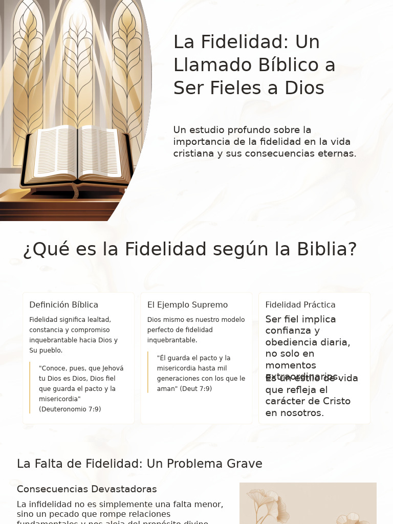La Fidelidad Un Llamado Biblico A Ser Fieles A Dios Al Pastor y A La ...