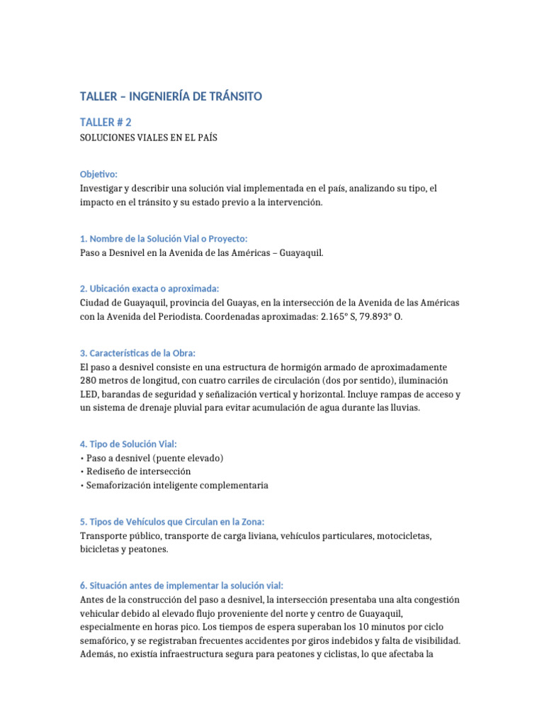 Taller 02 Paso Desnivel Av Americas | PDF | Peatonal | Intersección ...