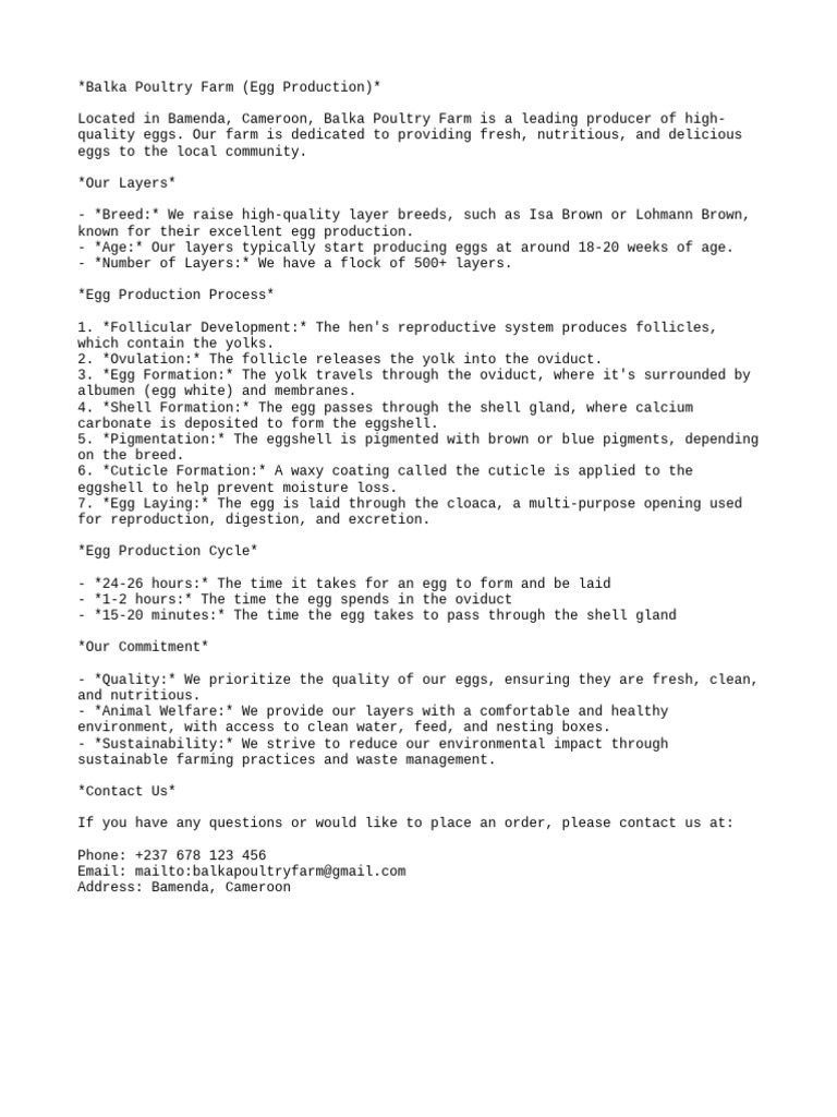 Balka Poultry F-WPS Office | PDF