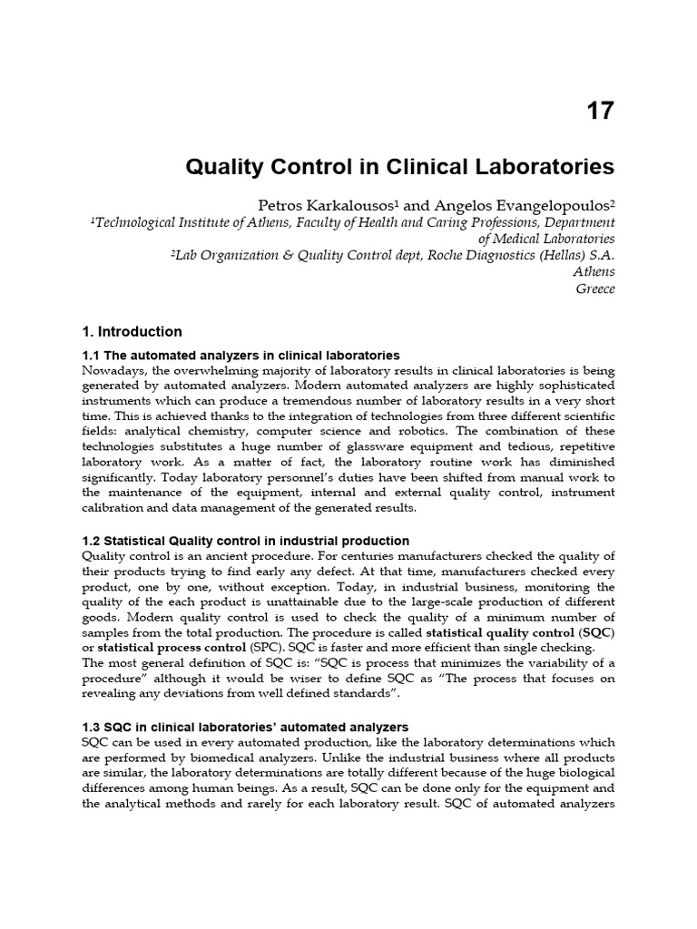 Quality Control in Clinical Laboratories | PDF | Accuracy And Precision ...