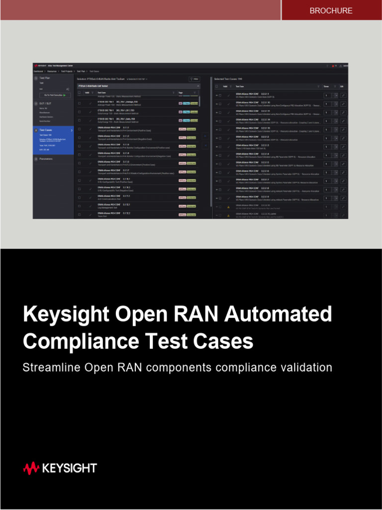 Keysight Open RAN Compliance Testing Guide | PDF | Automation | Mimo