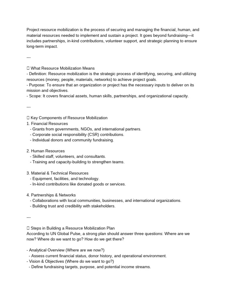 Effective Resource Mobilization Strategies | PDF | Corporate Social ...