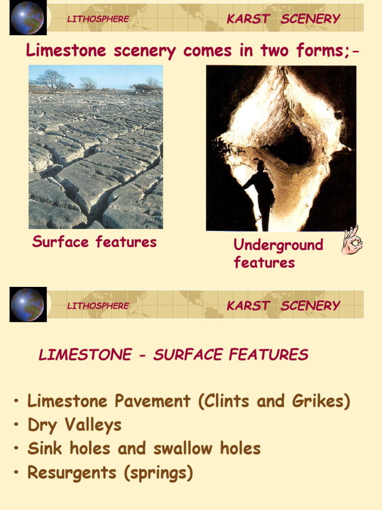 Limestone Karst Scenery Features | PDF | Cave | Physical Geography