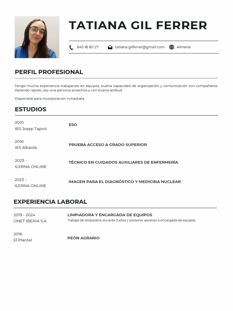 Tatiana Gil Ferrer: Perfil Profesional | PDF