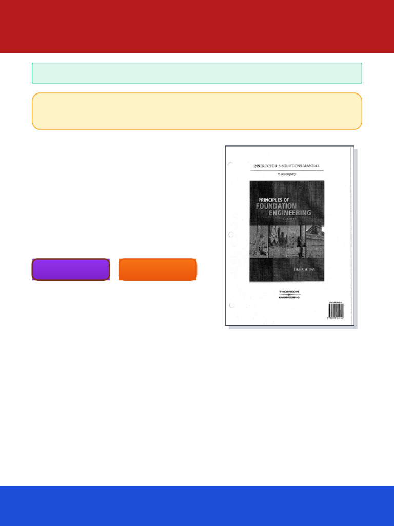 Principles of Foundation Engineering Solution Manual 6th Edition Braja M. Das ebook fresh pdf ...
