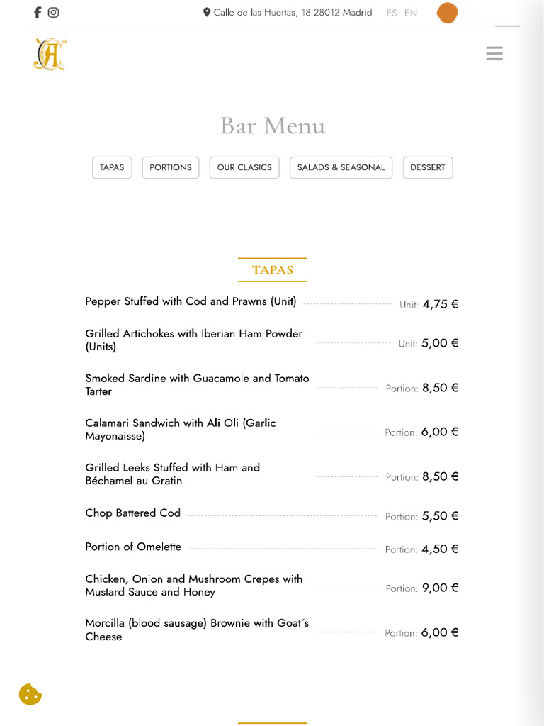 Casa Alberto __ Menu Bar | PDF