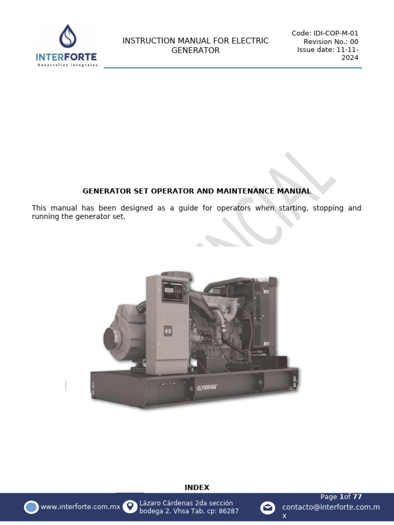 Idi-Cop-M-04 - Instruction Manual For Electric Generator | PDF ...