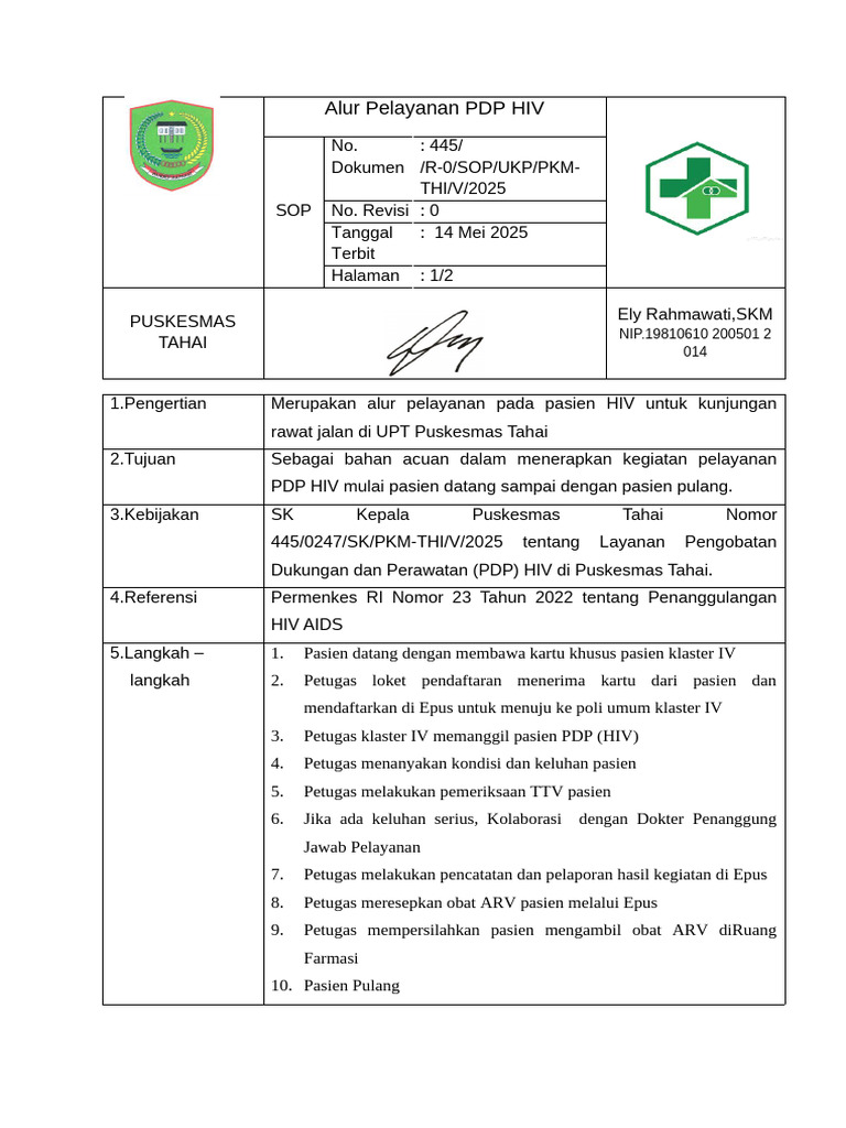 SOP Alur Pelayanan PDP HIV | PDF