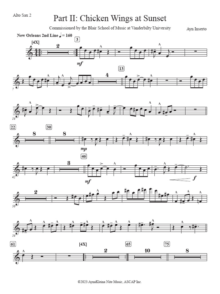 Chicken Wings at Sunset PARTS - Alto Sax 2 | PDF