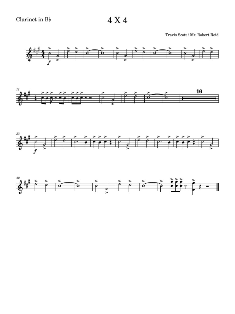 4X4 Clarinet:Flute-Clarinet in BB | PDF