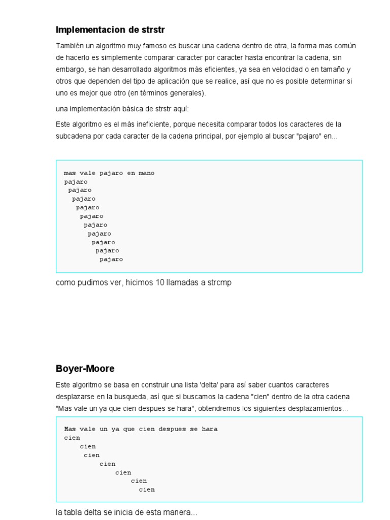 Implementacion de STRSTR | PDF | Cadena (informática) | Algoritmos