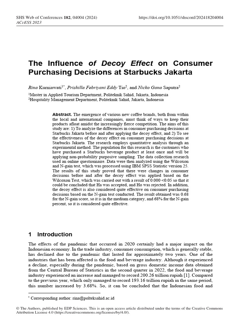 The Influence of Decoy Effect On Consumer | PDF | Statistics ...
