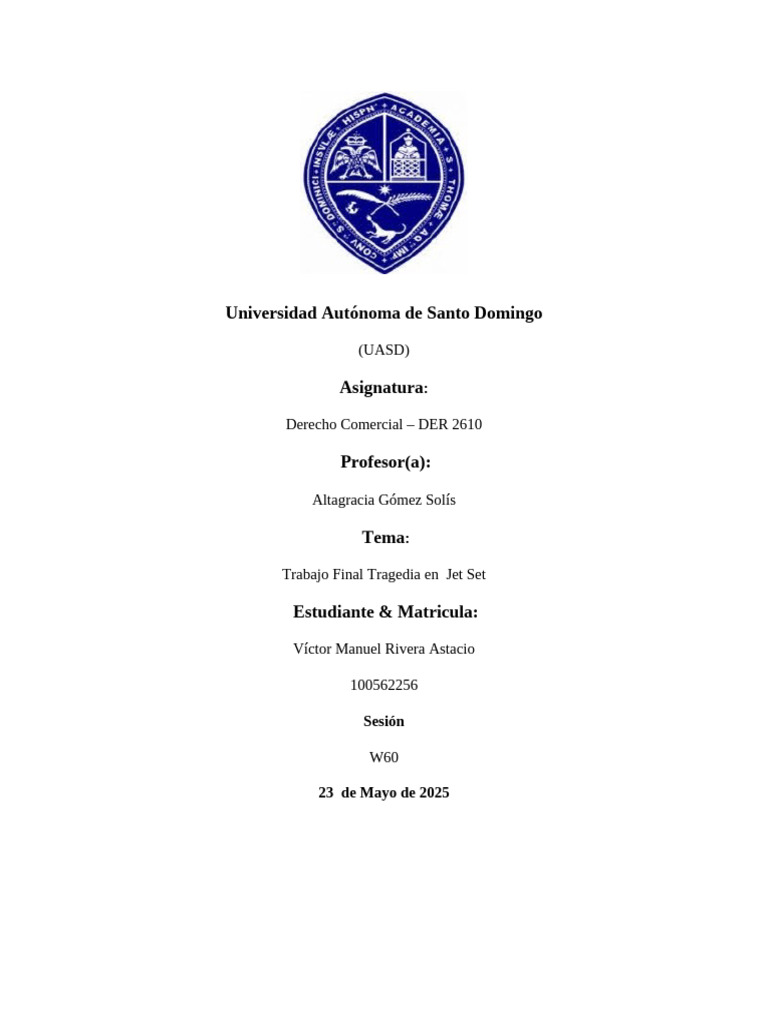 Derecho Comercial Trabajo Final Victor Manuel Rivera Astacio W60 | PDF ...