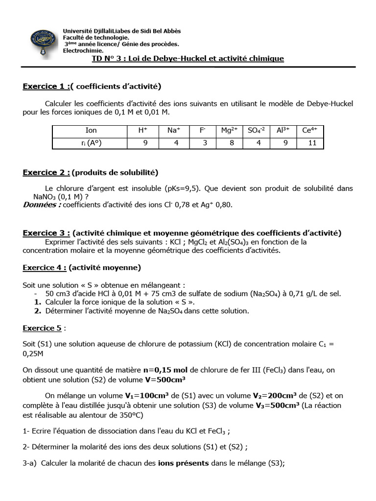 Loi de Debye-Huckel en électrochimie | PDF