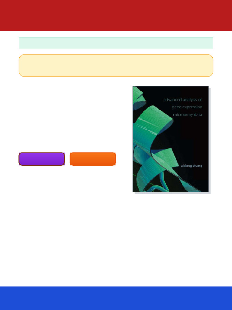 Advanced analysis of gene expression microarray data 1st Edition Aidong ...