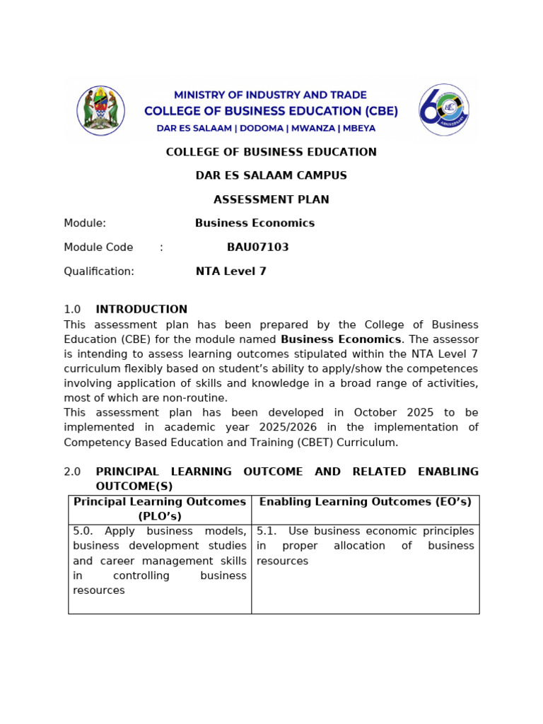 Business Economics Assessment Plan | PDF | Demand | Economics