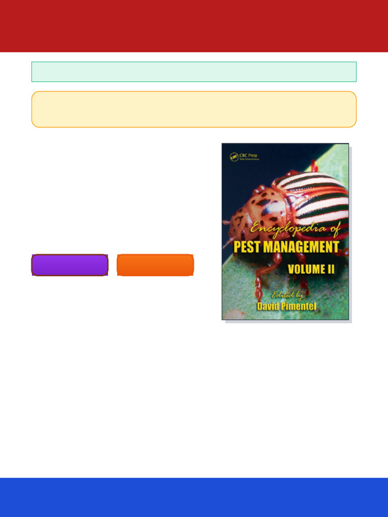 Encyclopedia of Pest Management Volume 2 1st Edition David Pimentel ...