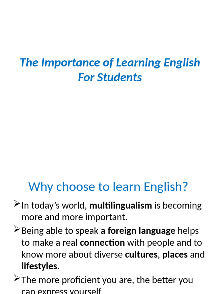 Benefits of Learning English for Students | PDF