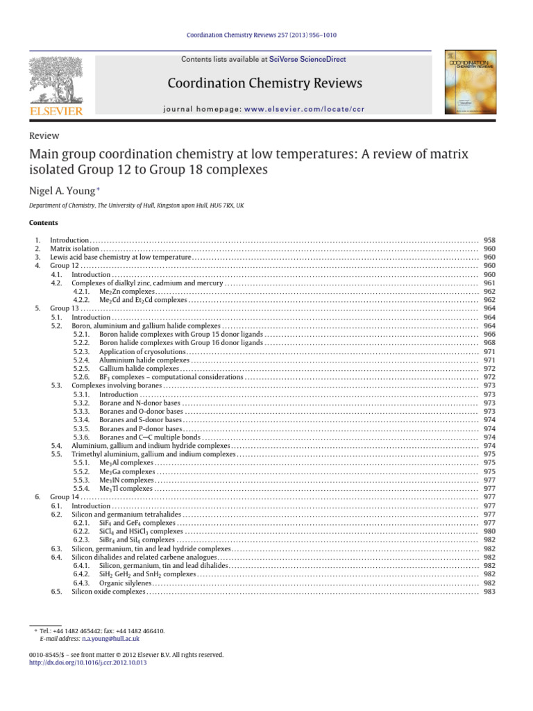Matrix Isolation Review | PDF | Chemical Bond | Coordination Complex