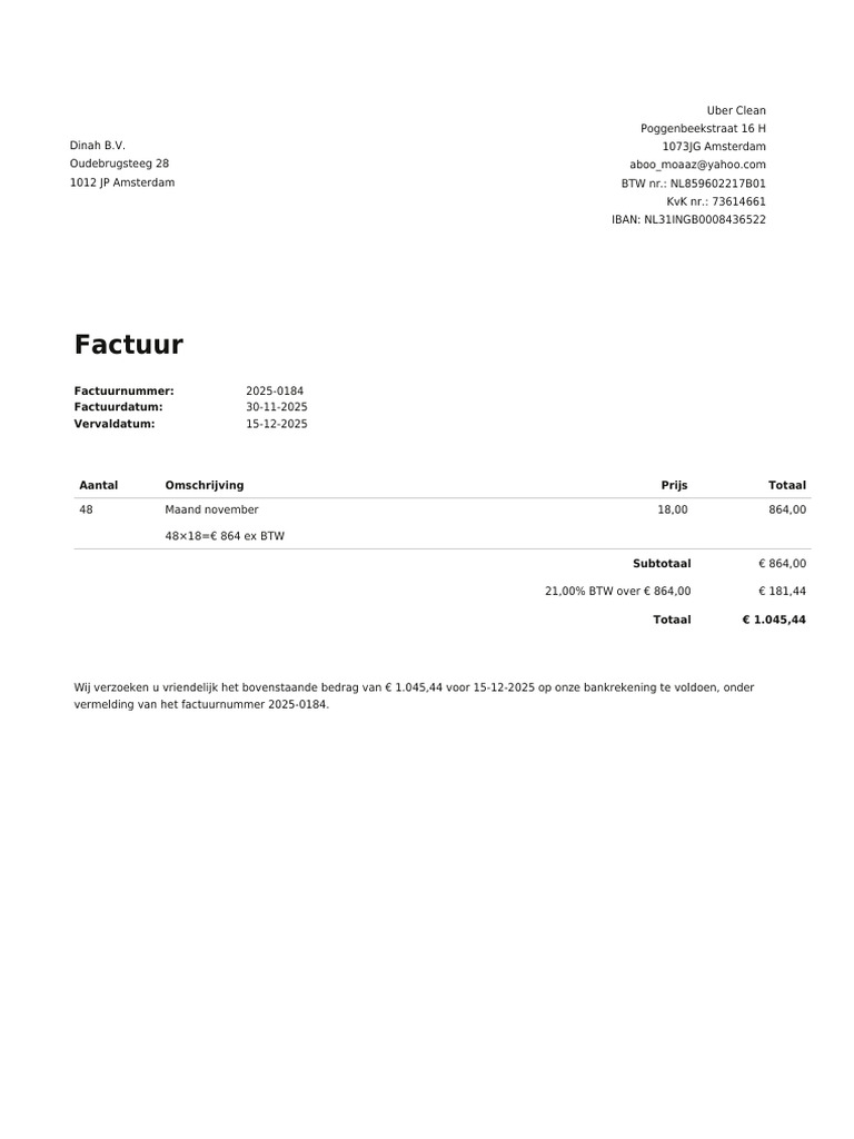 Factuur: Factuurnummer: Factuurdatum: Vervaldatum | PDF